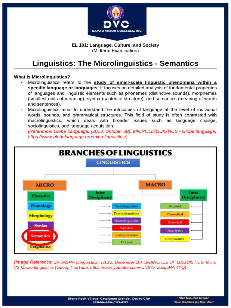 EL 101 Semantics | PDF