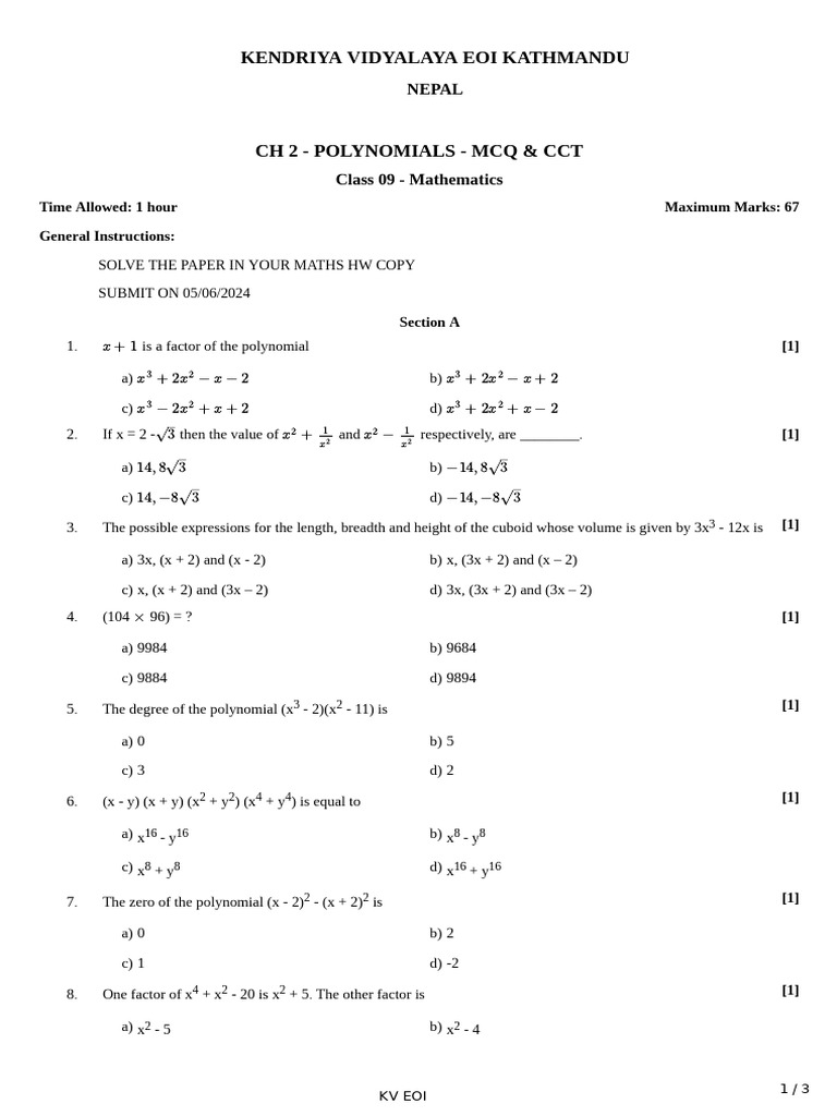 CH 2 - Ix Maths | PDF