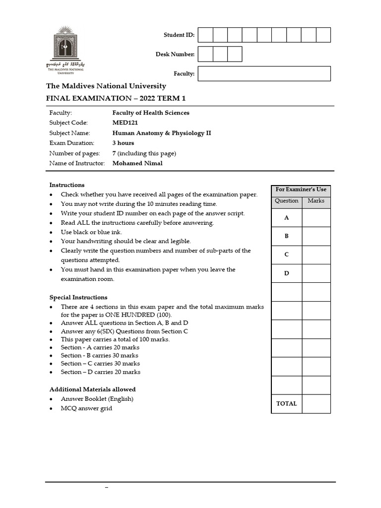Med121 FHS Regular Final | PDF