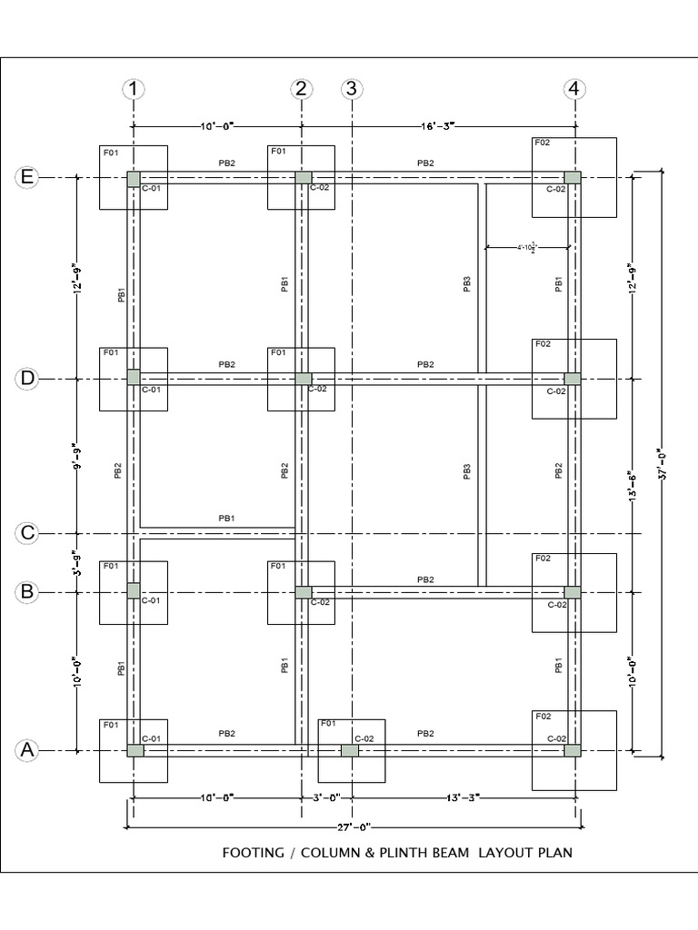 Column and Footing Layout Plan | PDF