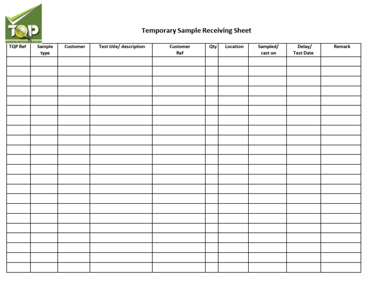 Temporary Sample Receiving Sheet 25-9-23 | PDF