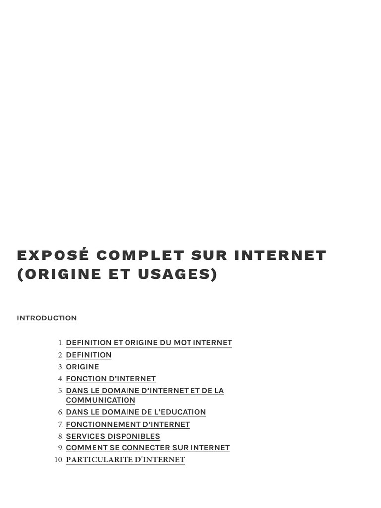 Exposé Complet Sur Internet (Origine Et Usages) - Karandoogo | PDF
