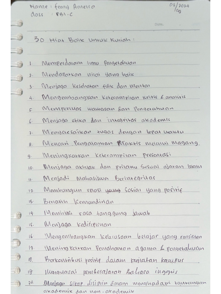 Tugas Femy Amelia - 30 Niat Baik Untuk Kul | PDF