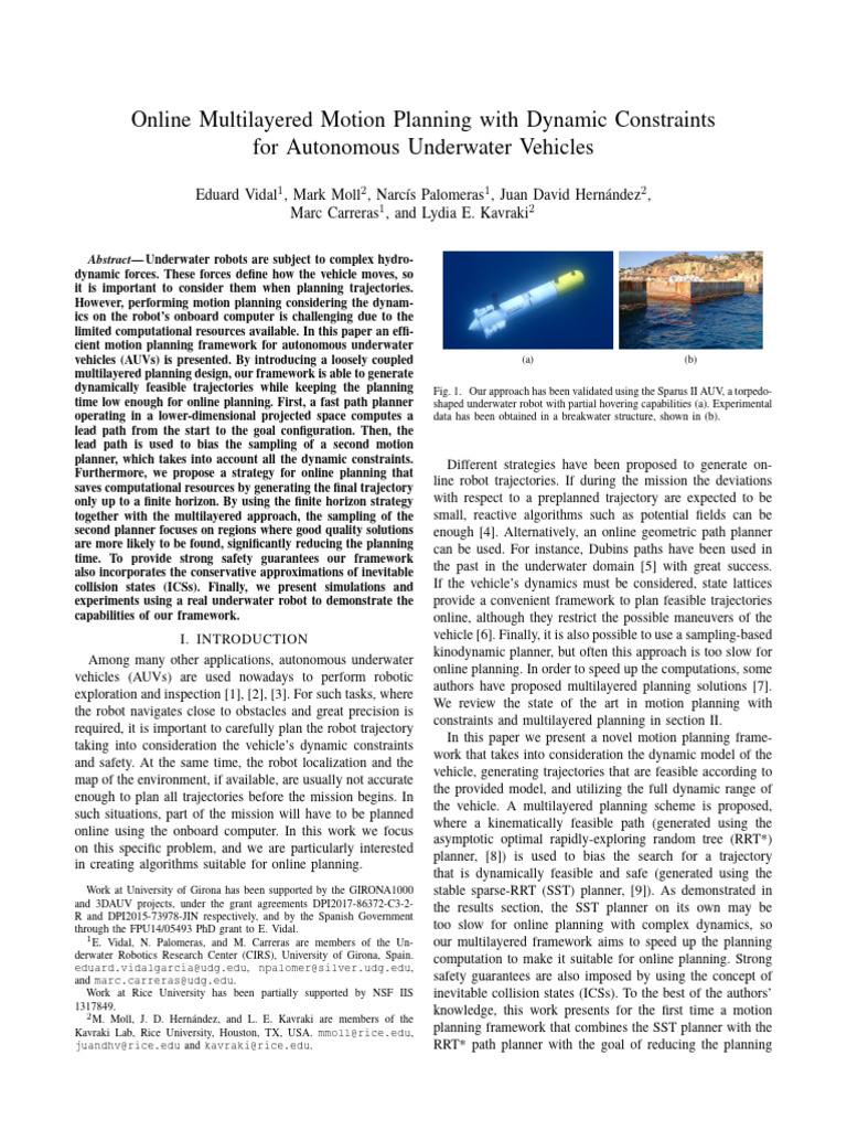Online Multi-Layered Motion Planning With Dynamic Constraints For Autonomous Underwater Vehicles ...