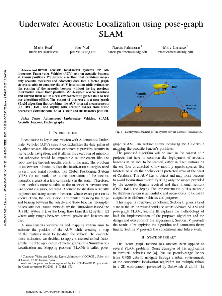 Underwater Acoustic Localization Using Pose Graph Slam Pdf