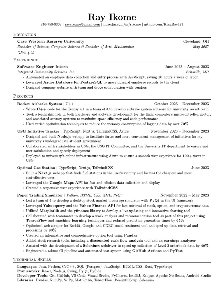 Jake S Resume 2 Test | PDF