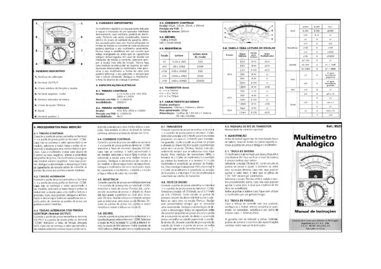 Manual Multimetro Analógico | PDF
