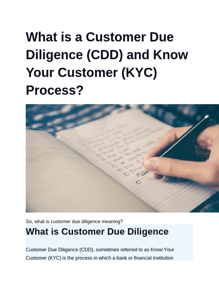 What Is A Customer Due Diligence | PDF