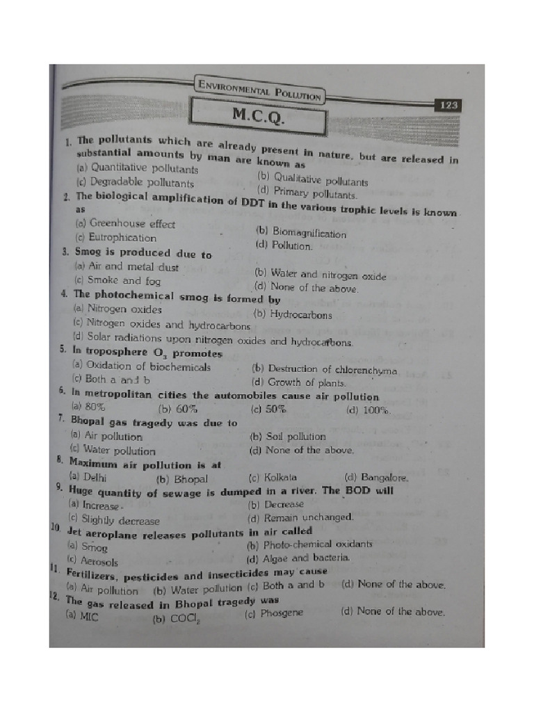 ENVS-UNIT-5-MCQ-MODEL-ENGLISH - PDF Quations | PDF