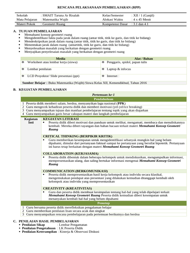 MTK Wajib XII SEM 1 | PDF