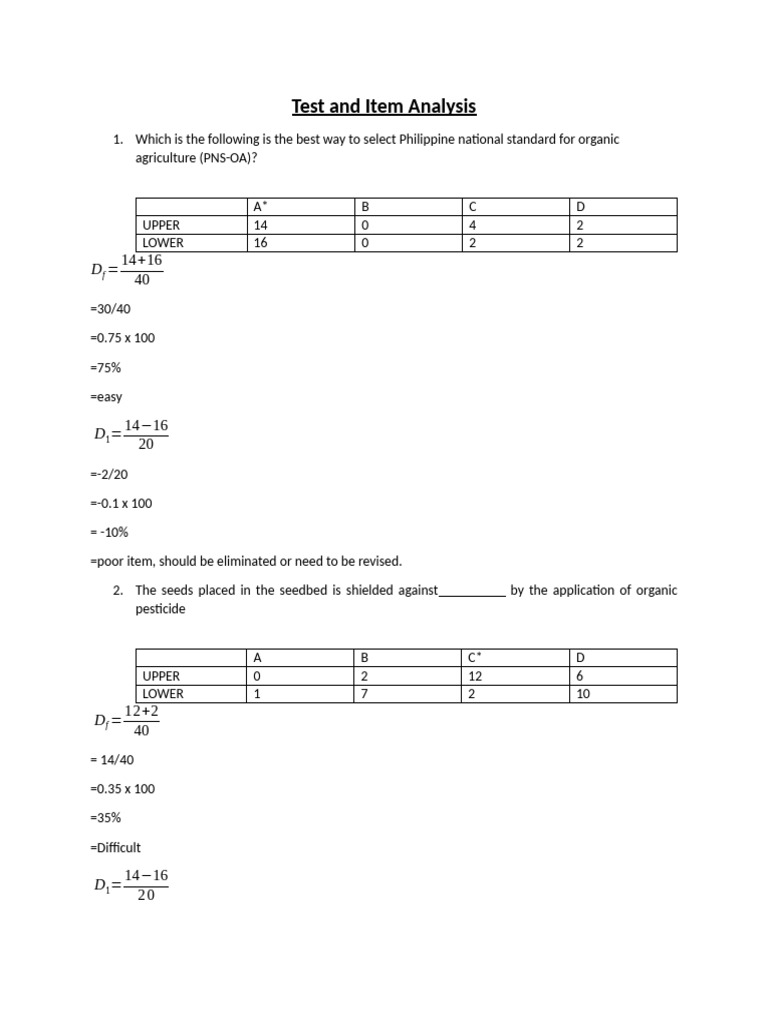 Test and Item Analysis | PDF