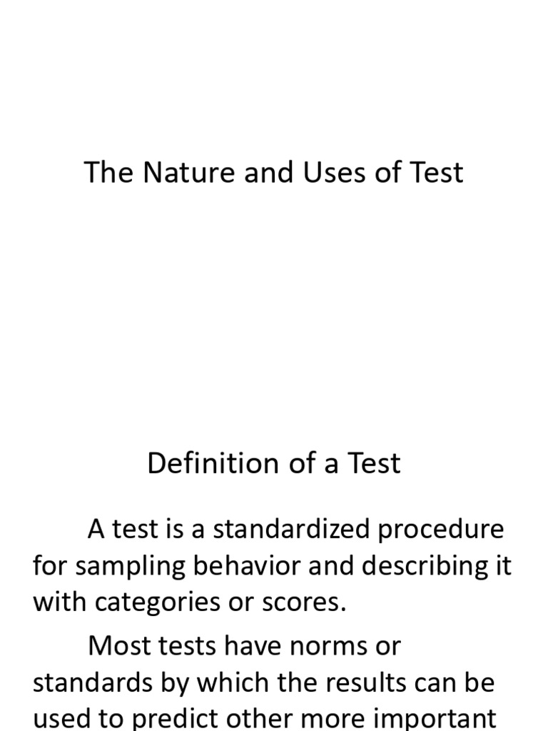 The Nature and Uses of Test | PDF