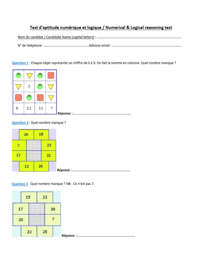 Test Numerique & Logique | PDF