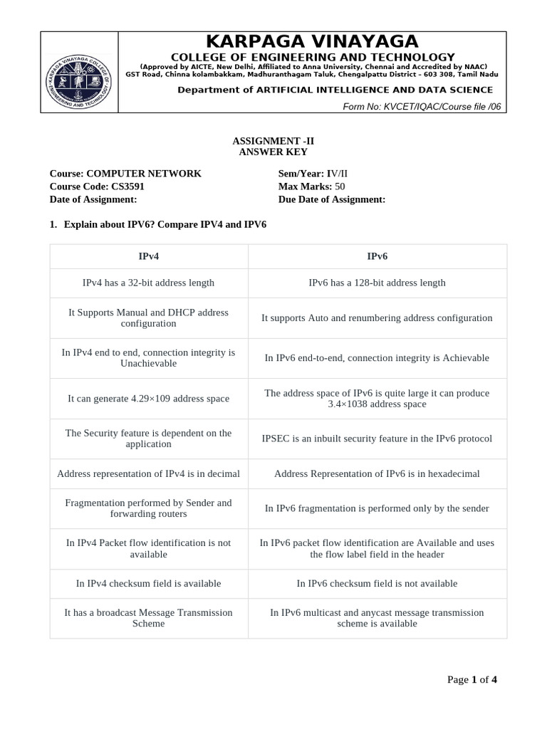 ASSIGNMENT Answer Key - 1 | PDF