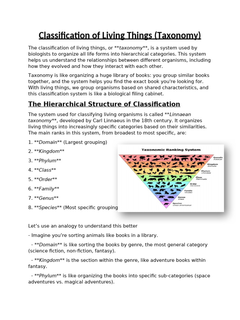 Taxonomy Basics for Biology Students | PDF | Taxonomy (Biology ...