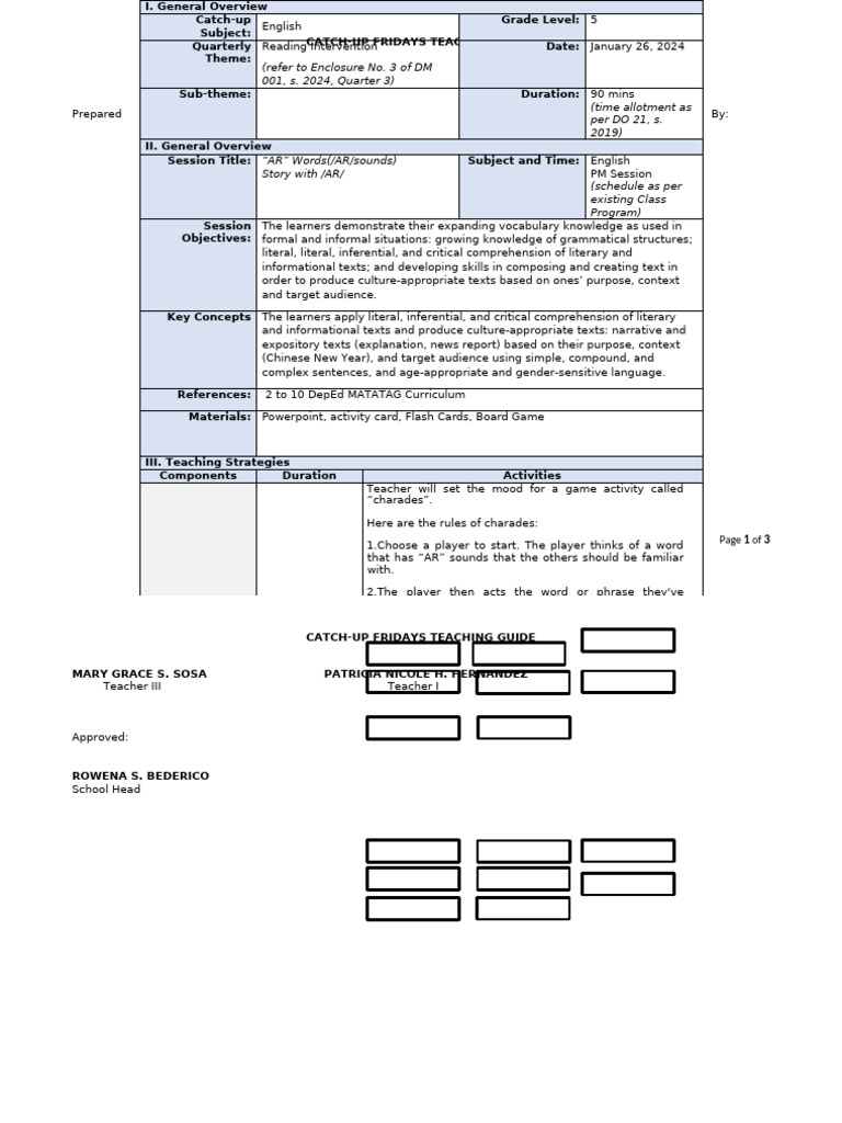 Grade5 Eng Reading - Catch Up Friday | PDF