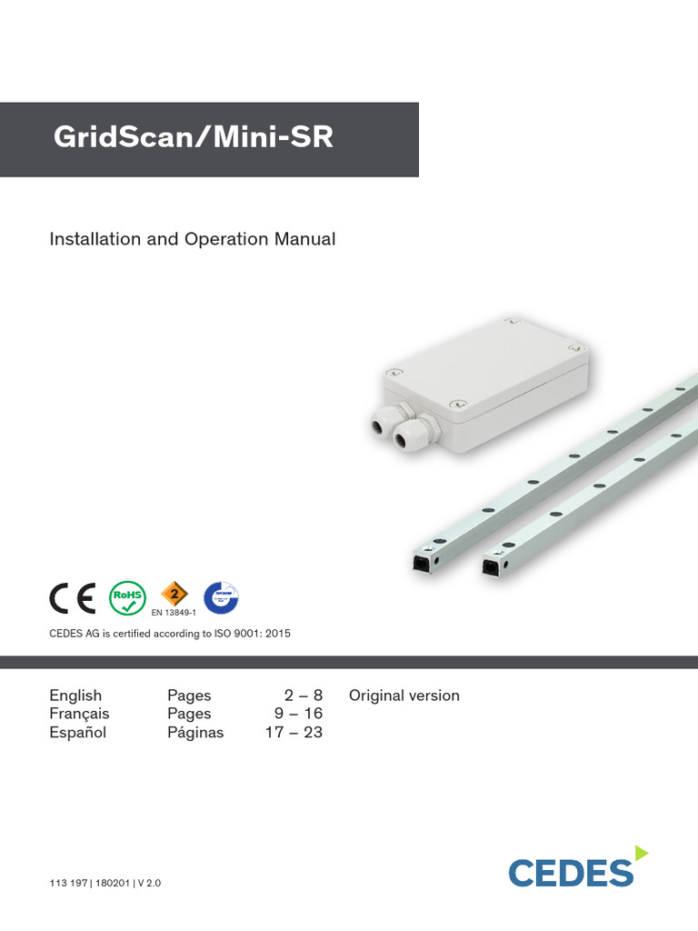 Cedes GridScanMini SR Manual Version 20 | PDF