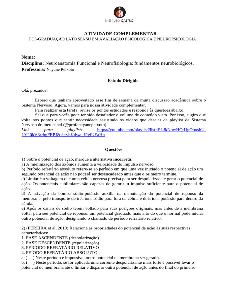 Atividade Complementar Instituto MD3 | PDF