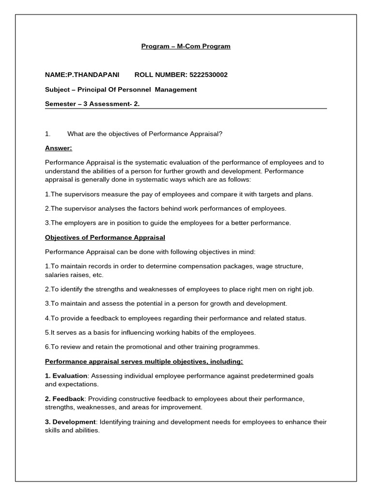 Principal of Personnel Management AS2 | PDF | Performance Appraisal ...