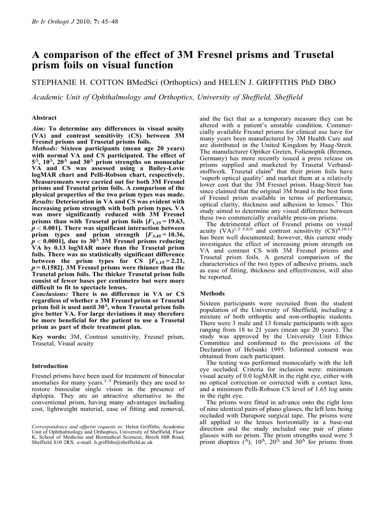 A Comparison of The Effect of 3M Fresnel Prisms and Trusetal Prism ...