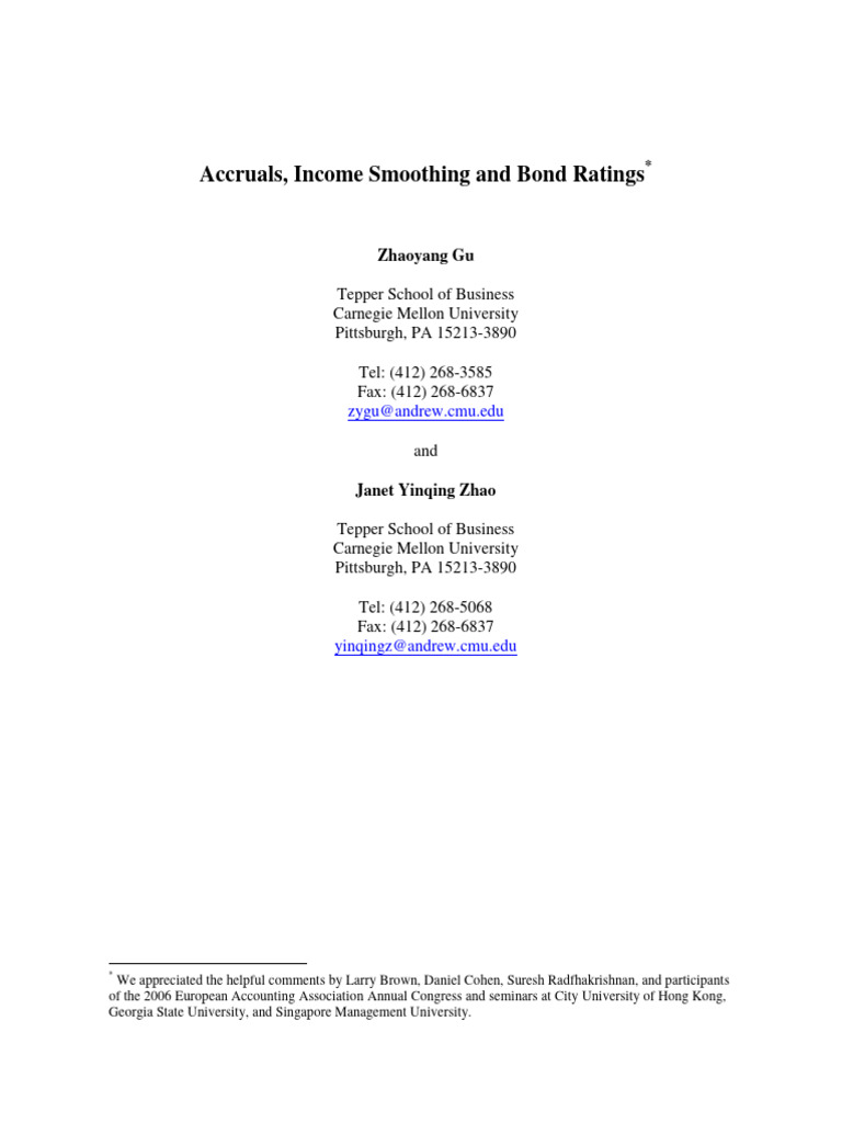 Accruals, Income Smoothing and Bond Ratings | PDF