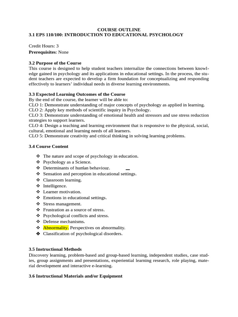 COURSE OUTLINE. and NOTES FOR THE EPS 110 CLASS OF 9TH SEPTEMBER 2024 | PDF