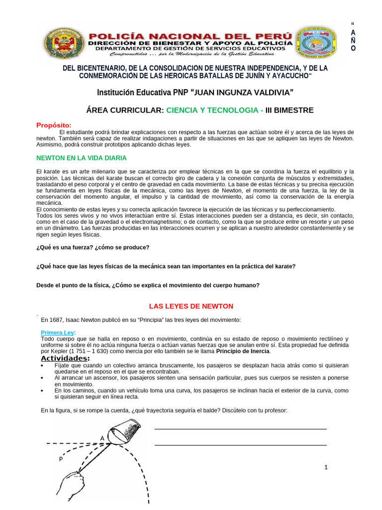 Actividad N°14 Las Leyes de Newton | PDF