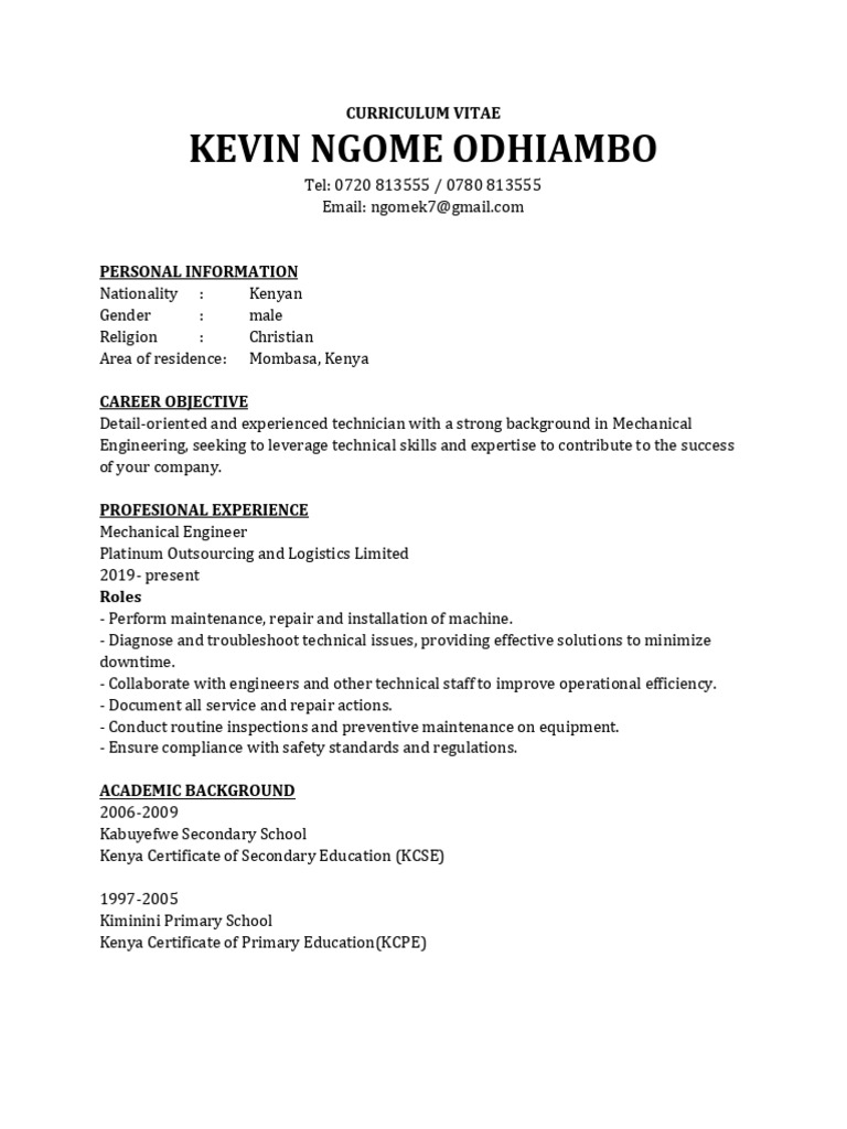 Curriculum Vitae Kevin | PDF