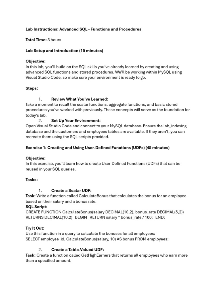 Advanced SQL Lab | PDF
