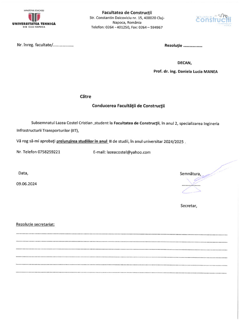 Cerere Prelungire Refacuta | PDF