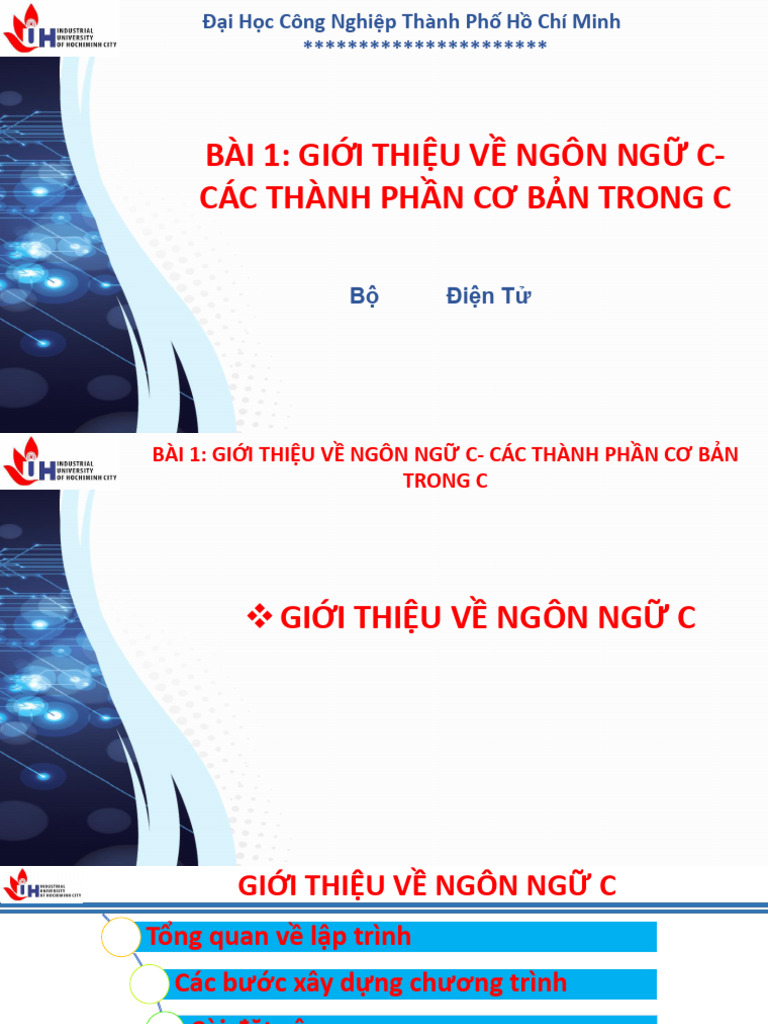 Bai 1 - Gioi Thieu Và Cac Thanh Phan Co Ban Trong C | PDF