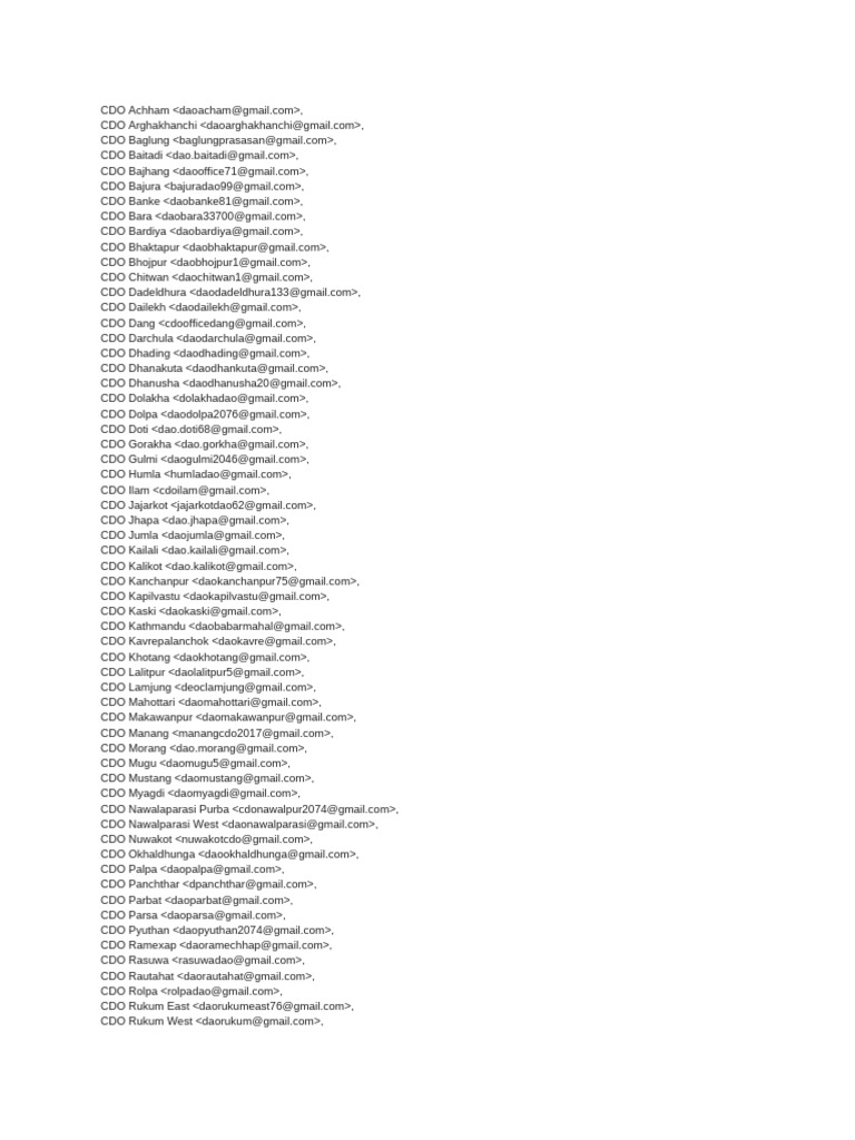 Email Address of Different CDO Office | PDF