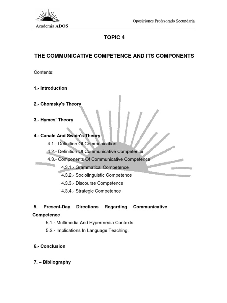 Communicative Competence Theory and Its Four Key Components | PDF ...