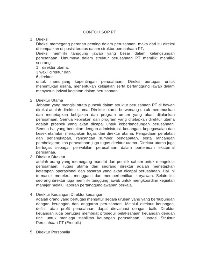 Contoh Sop PT | PDF