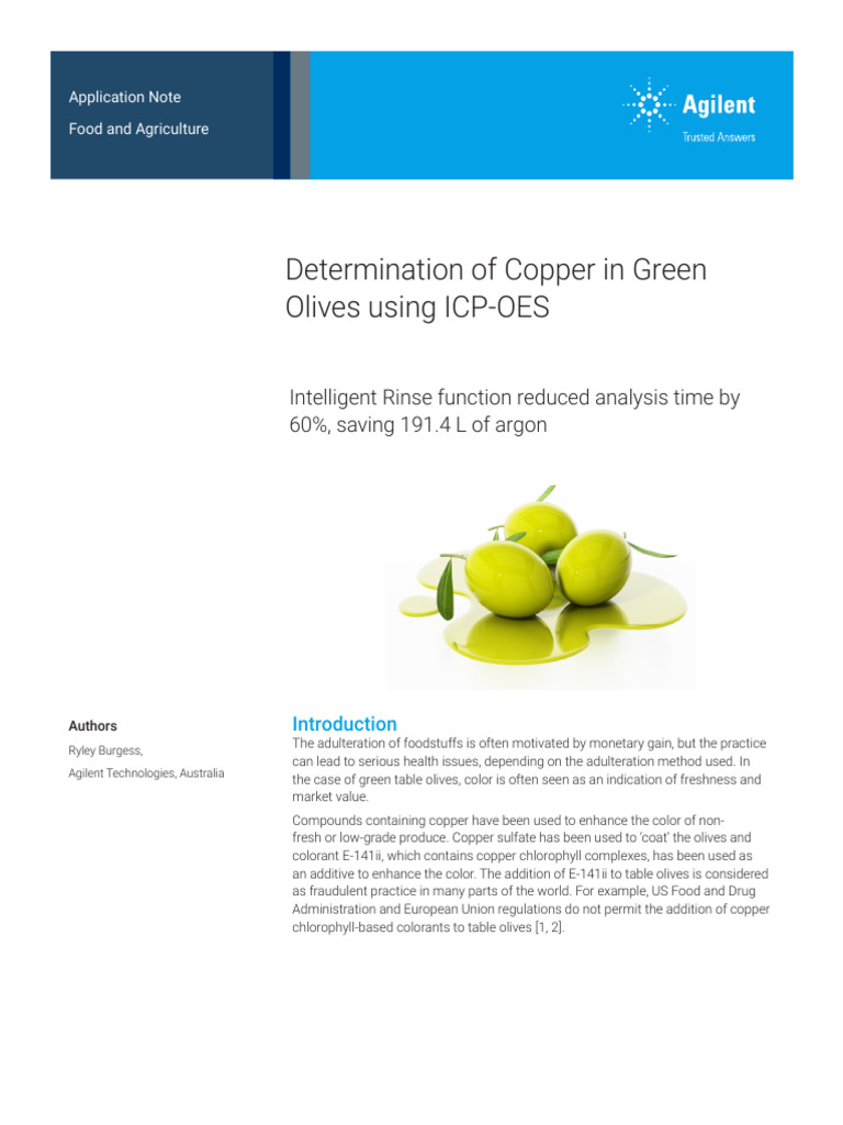5991 9125EN Cu Olives Icp Oes Application | PDF | Detection Limit ...
