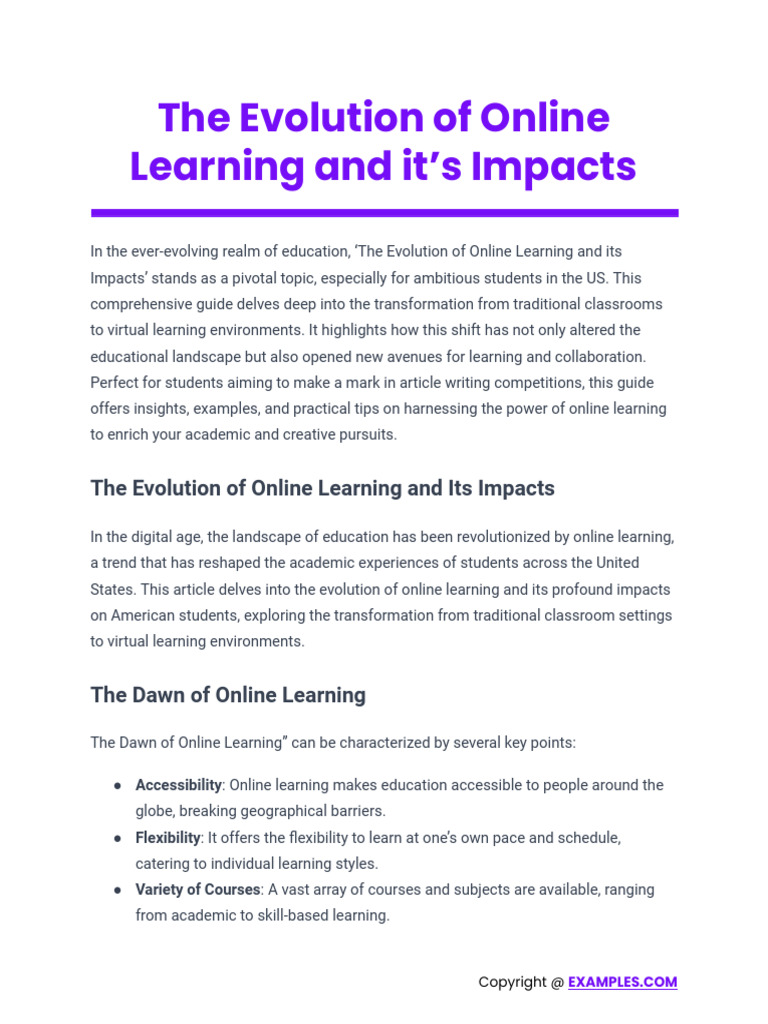 The Evolution of Online Learning and Its Impacts | PDF