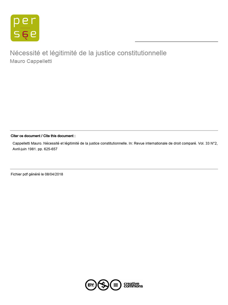 Nécessité Et Légitimité de La Justice Constitutionnelle | PDF