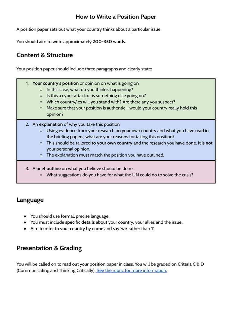 How To Write A Position Paper | PDF