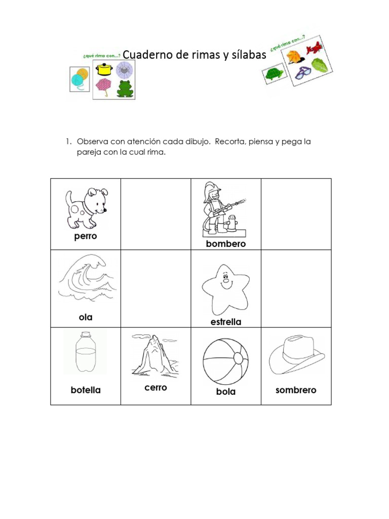 Cuaderno de Rimas y Sílabas | PDF