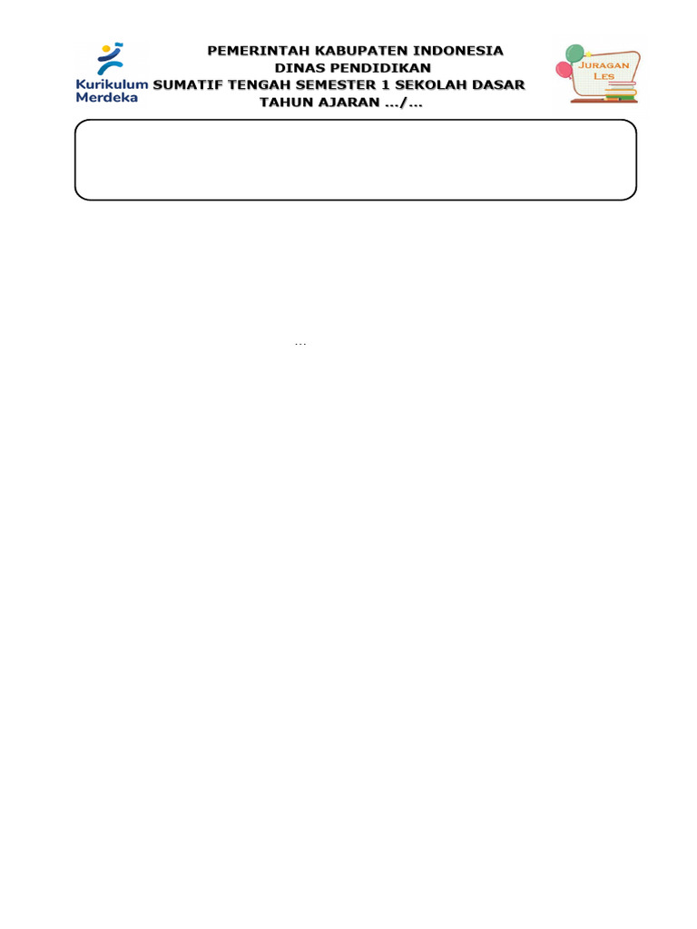 Soal PTS - STS Bahasa Indonesia Kelas 6 Semester 1 Kurikulum Merdeka | PDF
