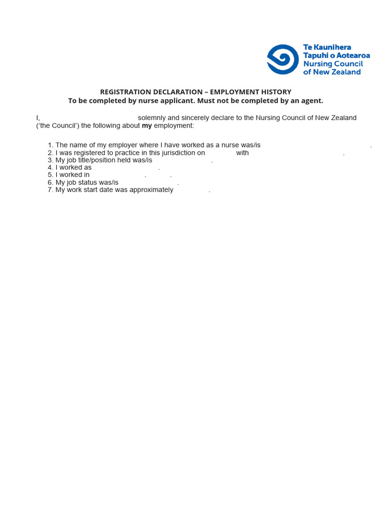 New Zealand Post NMC Hours Declaration | PDF