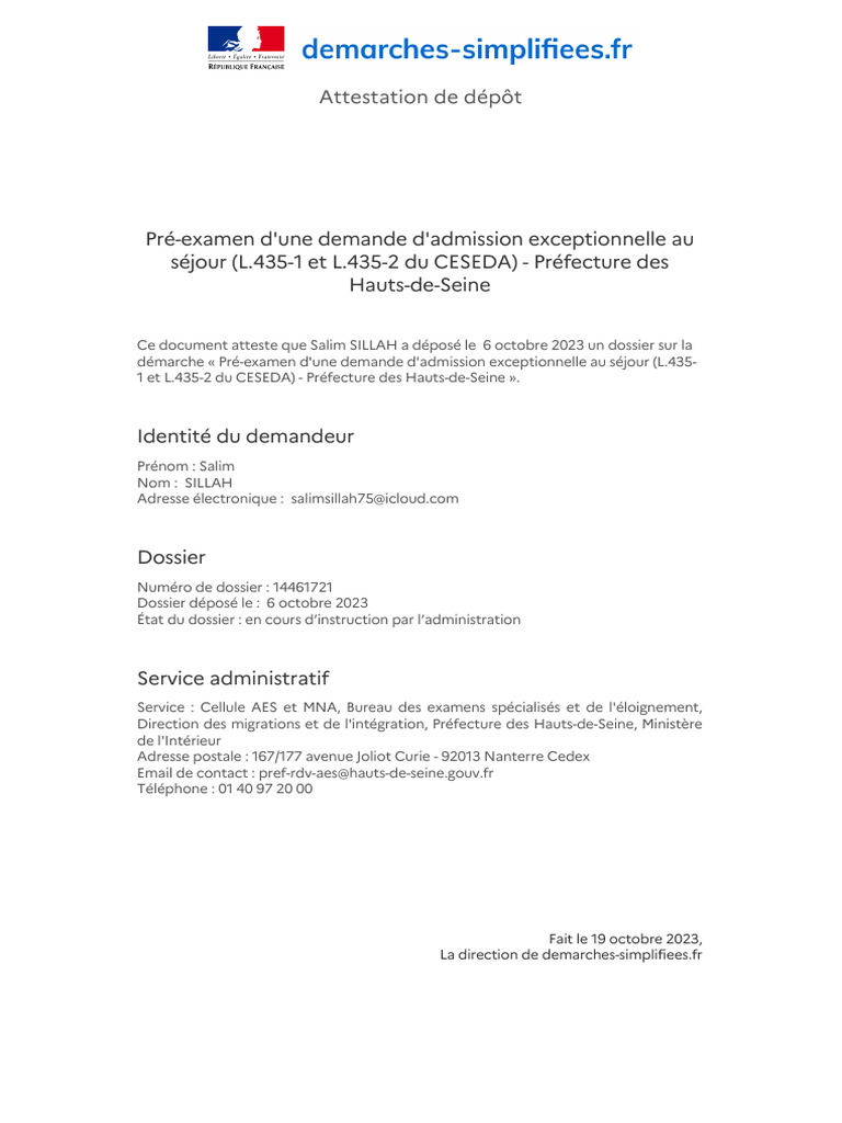 Attestation de Depot | PDF
