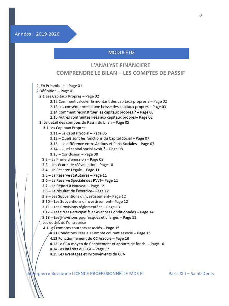 Lanalyse Financiere Comprendre Le Bilan | PDF