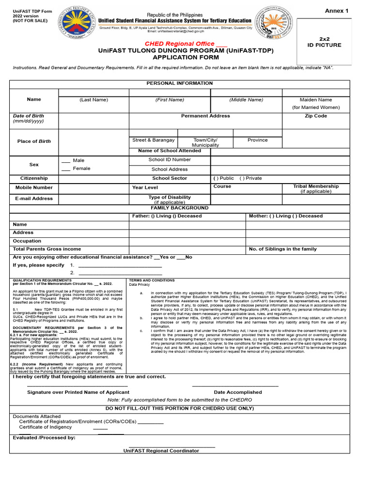Annex 1 TDP Application Form New | PDF | Justice | Crime & Violence