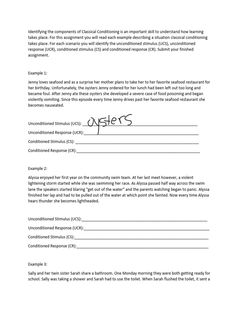 06 ClassicalConditioningApplicationAssignment | PDF | Classical Conditioning | Cognition