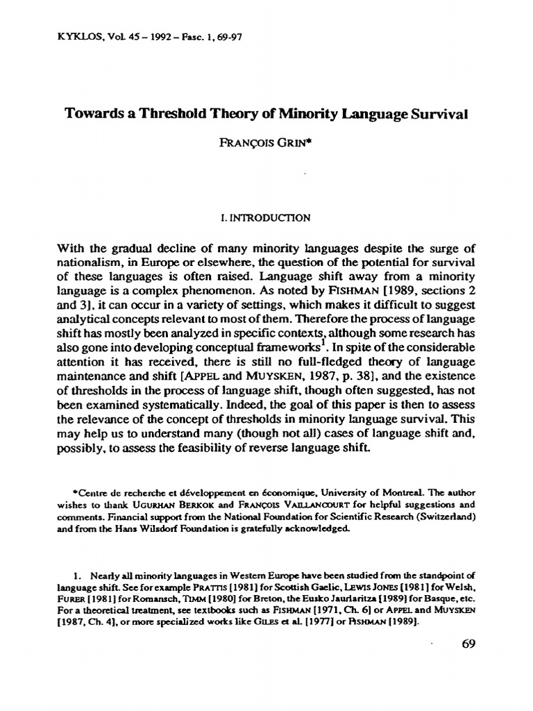 Towards A Threshold Theory of Minority L | PDF