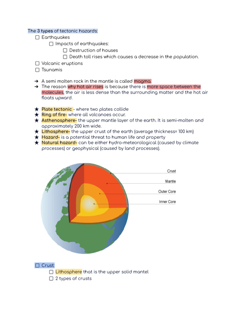 (Unit 1 Topic 1) World Ar Risk PART1 Geography | PDF | Plate Tectonics ...
