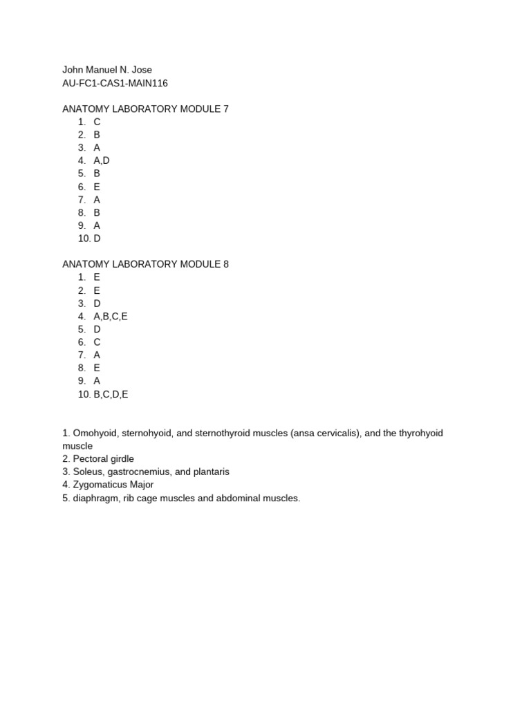 Anatomy Lab 7-8 | PDF