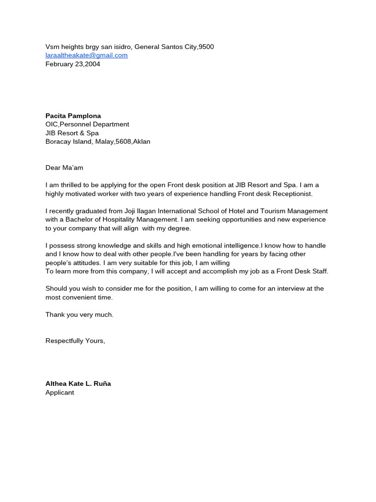 Application Letter | PDF