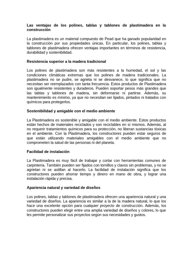 Las Ventajas de Los Polines | PDF